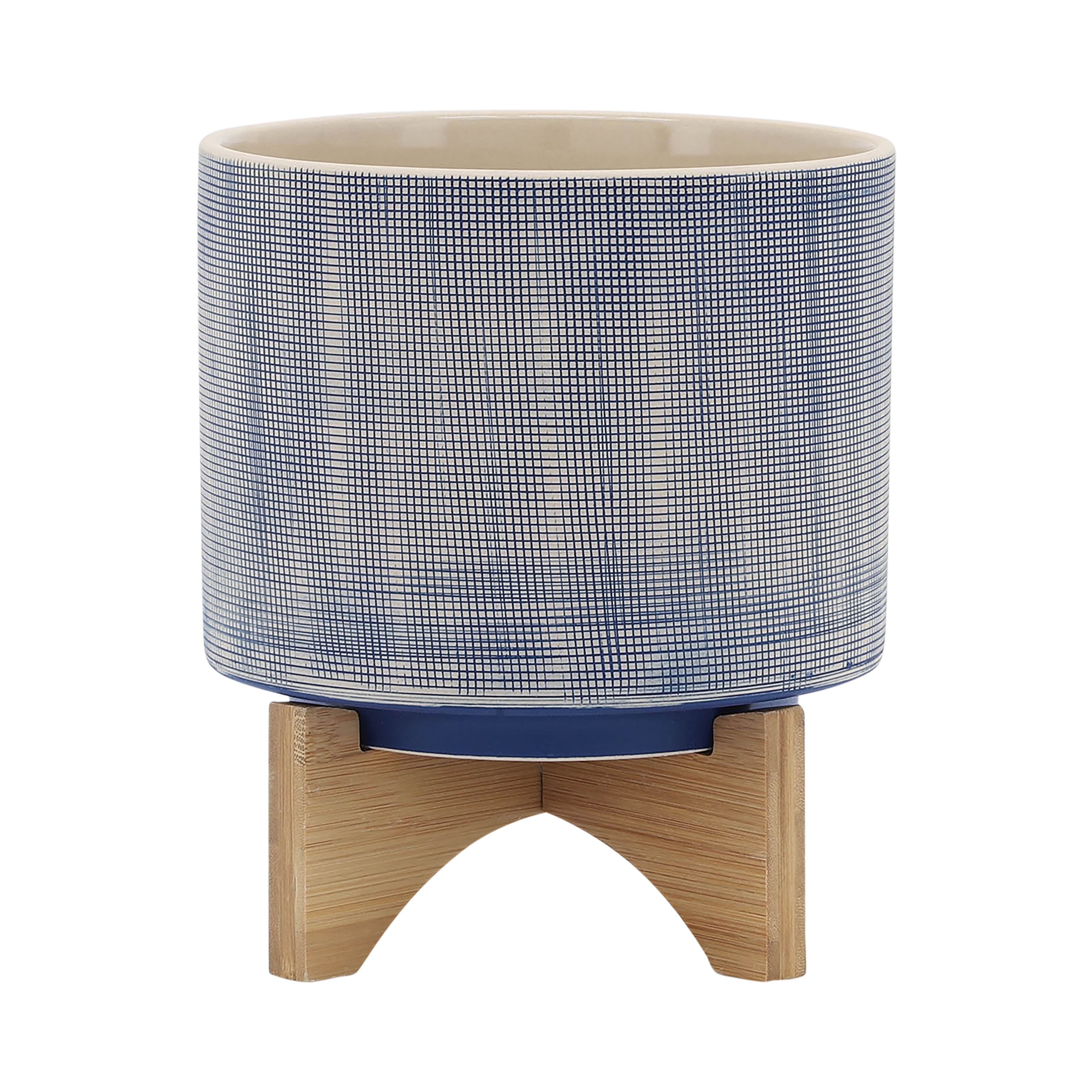 Sagebrook Home 8" Mesh Planter With Stand, Blue, Round, Ceramic ...