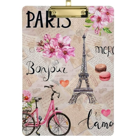 POGLIP France Paris Eiffel Tower Clipboard Hardboard Wood Nursing Clip ...