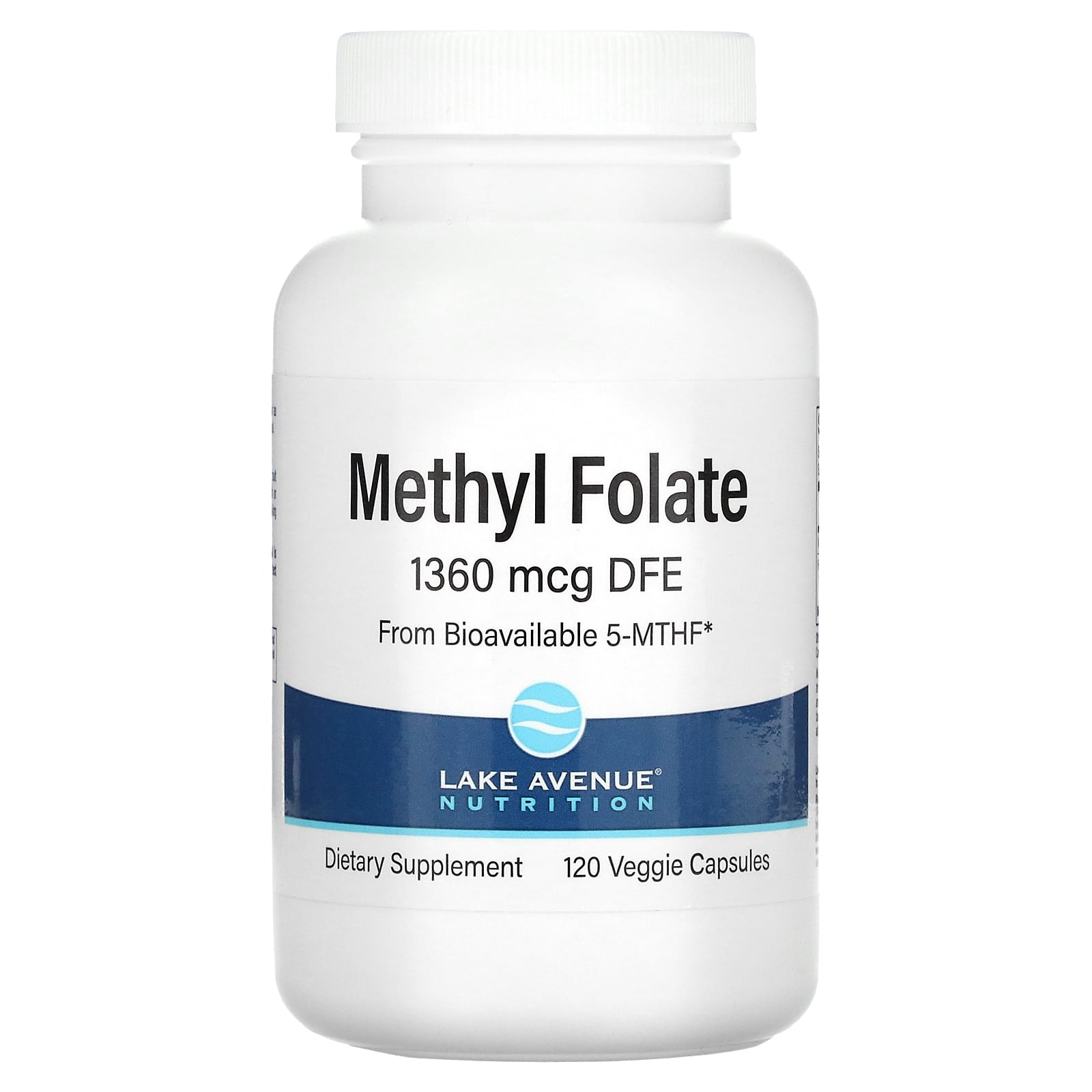 Methyl Folate, 1,360 mcg, 120 Veggie Capsules, Lake Avenue Nutrition ...