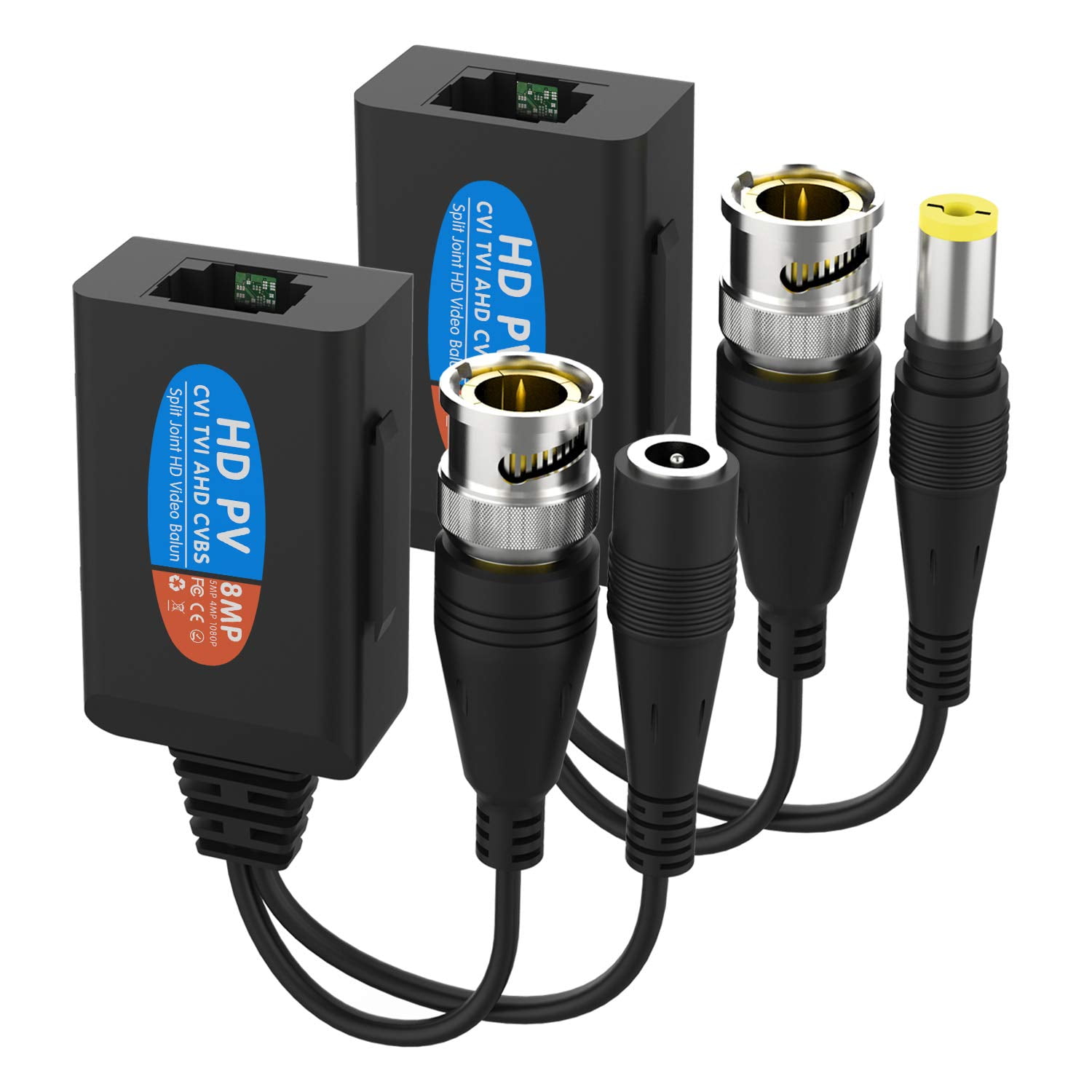 Wgthhk 8MP HD-CVI/TVI/AHD Passive Video Balun with Power/Data&Audio ...