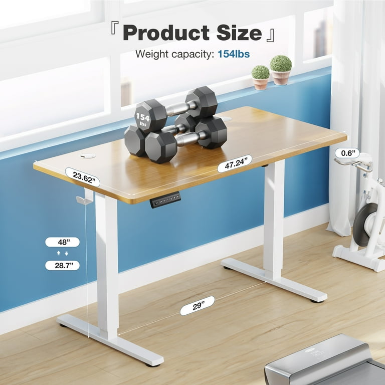 Zibbizo Electric Height Adjustable Standing Desk 48x24 Inches Ergonomic Sit to Stand Rising Computer Table for Home Office