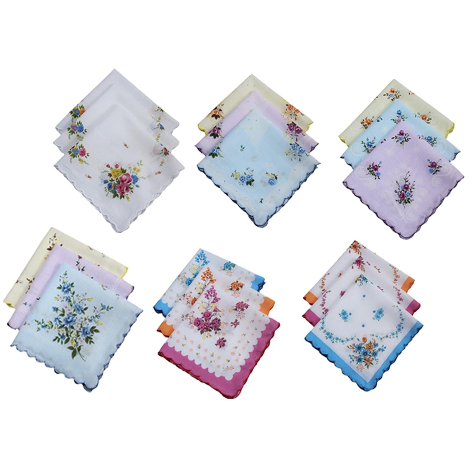 18 Pieces Women Soft Cotton Wedding Party Hankie Kerchiefs Multi-Color ...
