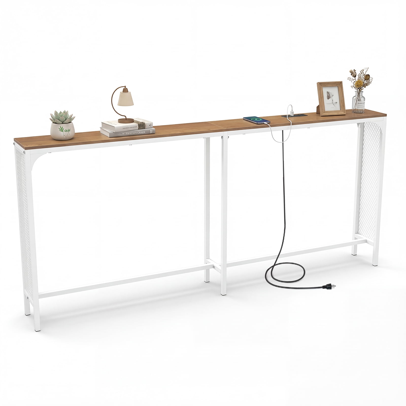 Click here for Gymax 71 Console Table W/Power Outlet Metal Frame... prices