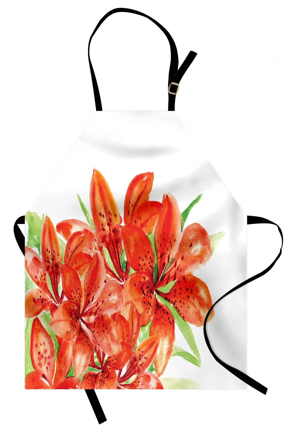 Watercolor Flower Apron Pastoral Themed Large Lilies in Vibrant Colors ...