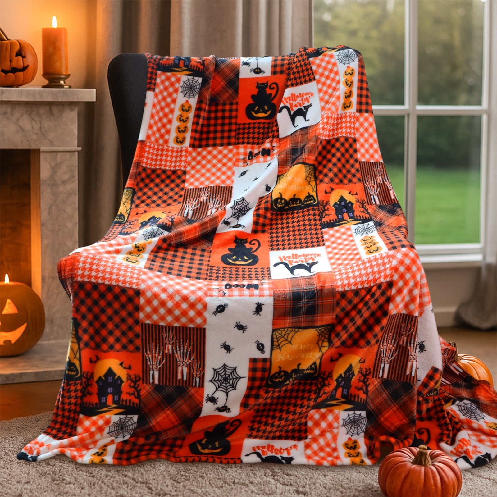 Hitime Halloween Twin Blanket - Halloween Irregular Splicing, Ultra ...