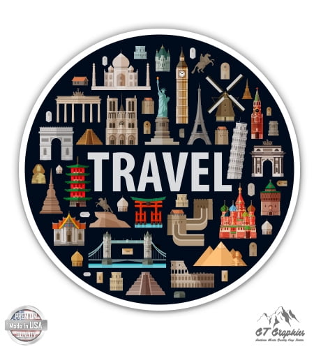 Travel Destinations Famous Landmarks - 12" Vinyl Sticker Waterproof ...