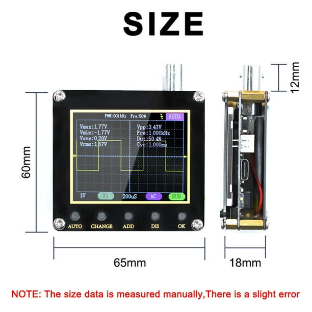 Mini Oscilloscope, 80KHz PWM 2.5MS/s Sampling Rate Wide Test Range ...
