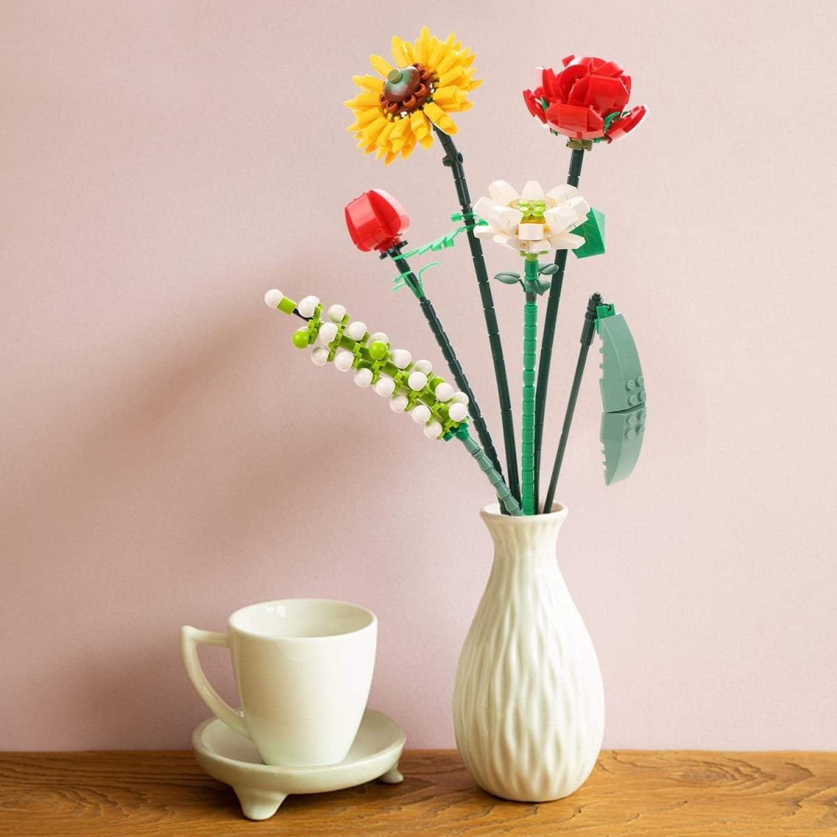 Mini Building Blocks Flower Bouquet Set,Artificial Flowers Red Roses ...