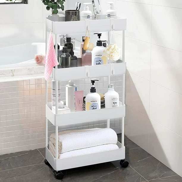 Slim Storage Cart,Yecaye 4 Tier Utility Rolling Cart with Wheels ...