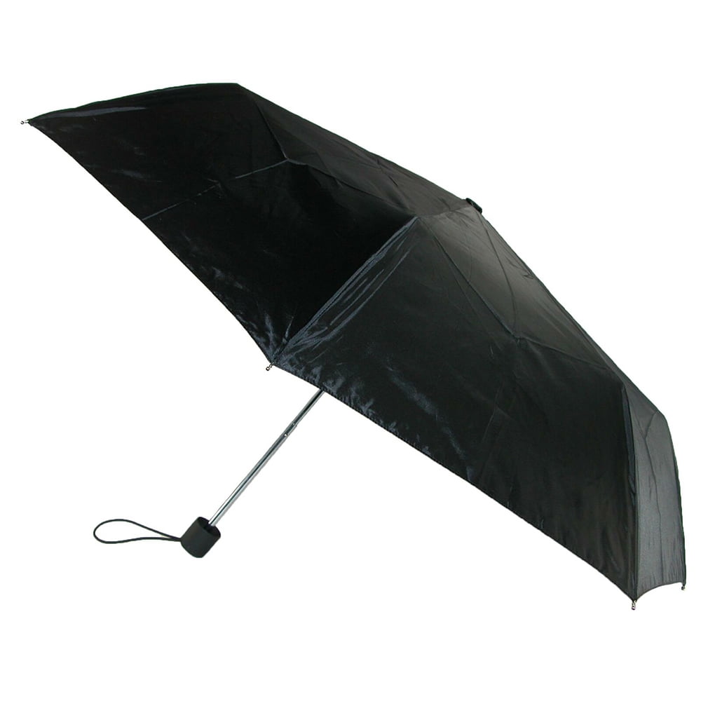 Size one size Basic Manual Open and Close Solid Black Compact Umbrella ...