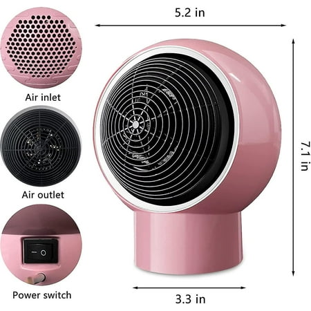 Space Heater, 500w Safe And Quiet Ceramic Heater Fan, Ptc Ceramic ...