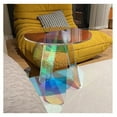 Drevy End Table Clear Round Side Table Modern Accent Table Iridescent ...