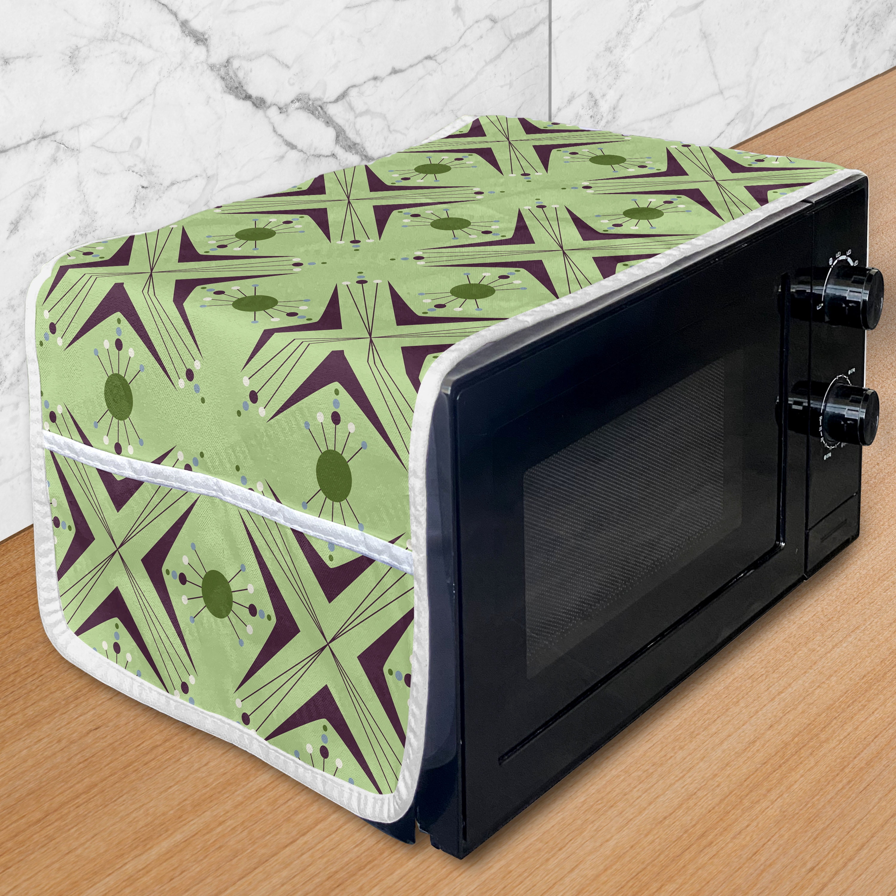 Mid Century Microwave Oven Cover, Atomic Form Boomerang Details Dots ...