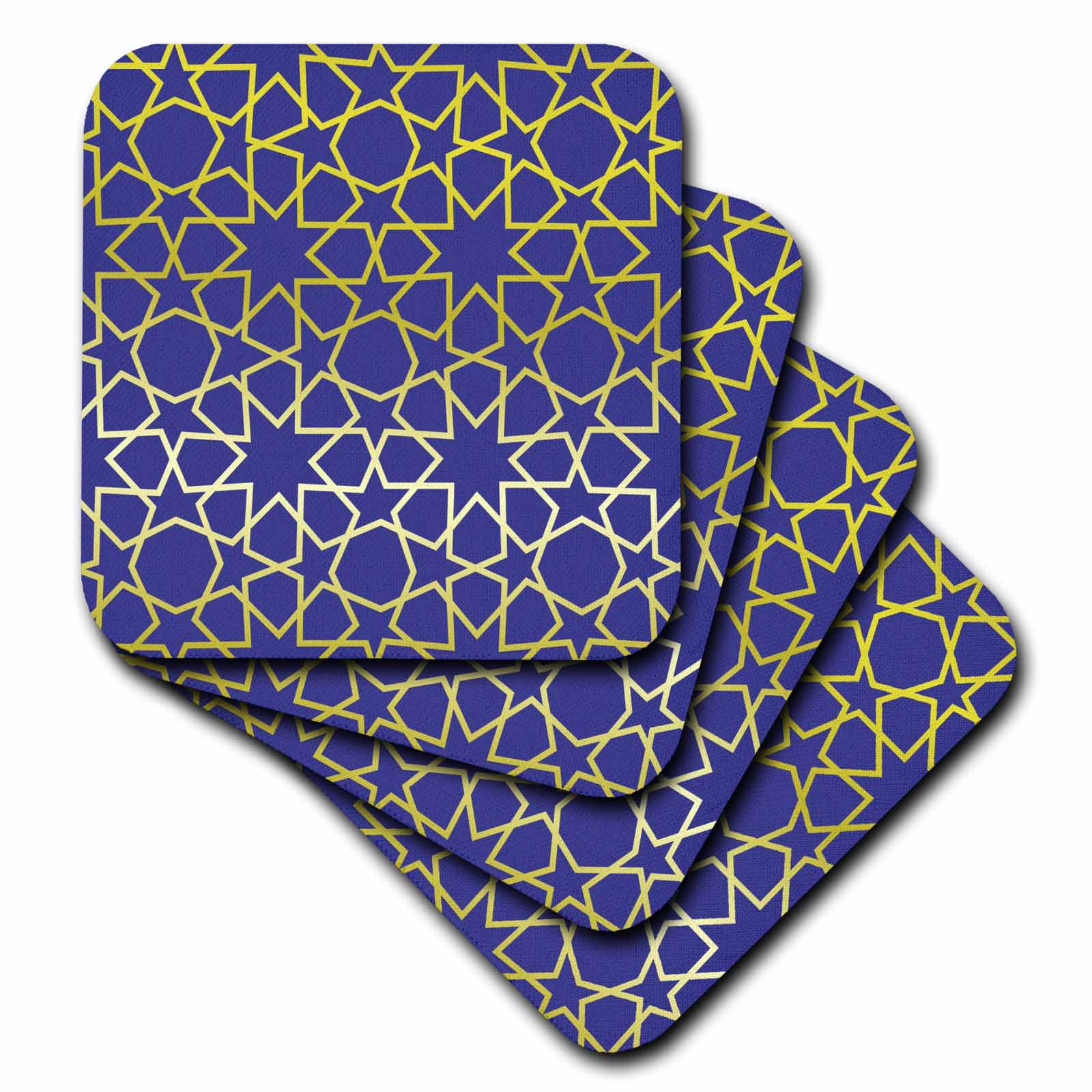 Gold Stars Outline Geometric Intricate Islamic Art Pattern on Purple ...
