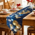 Blue Golden Celebration Table Runner Linen Burlap Table Runner 72 ...