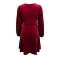 CHUMUD Womens Velvet Mini Dresses Long Sleeve Casual Deep V Neck Twist ...