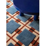 ALEF HOME, Geometric Rug, Nonslip, Art Deco, Tufted, Multicolor, Blue ...