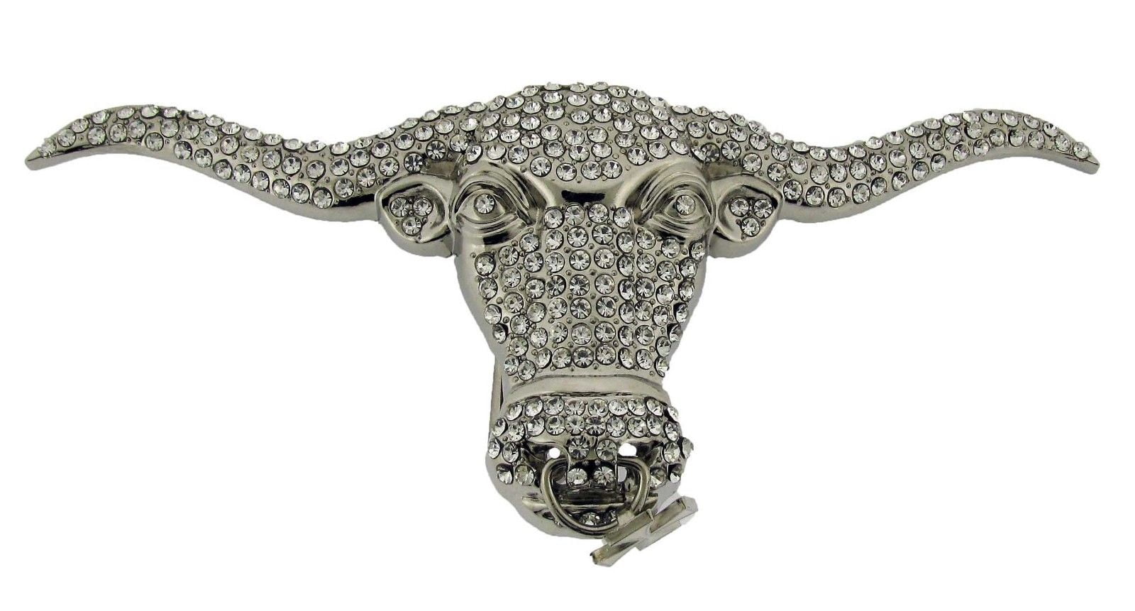 Bull Longhorn Chopper Nose Pin Belt Buckle Bling Iced Out Cowgirl ...