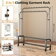 Doulami Movable 2 Tiers Rolling Clothes Rack with Double Rails, Shelves ...