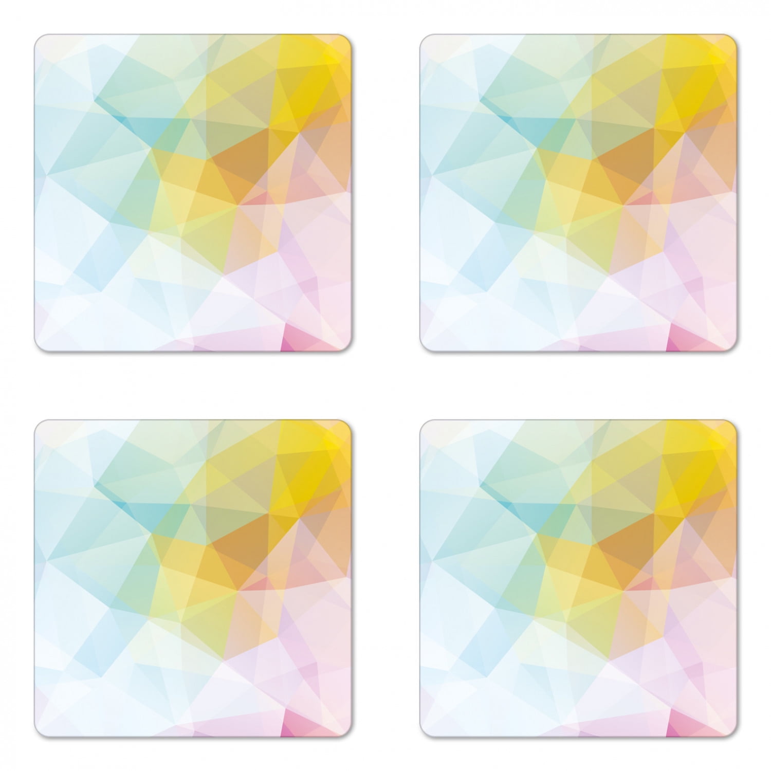 Abstract Coaster Set of 4, Pale Modern Rainbow Ombre Colored Image ...