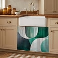 Abstract Stitching Cabinet Curtains Green White Curve Gradient Sink ...