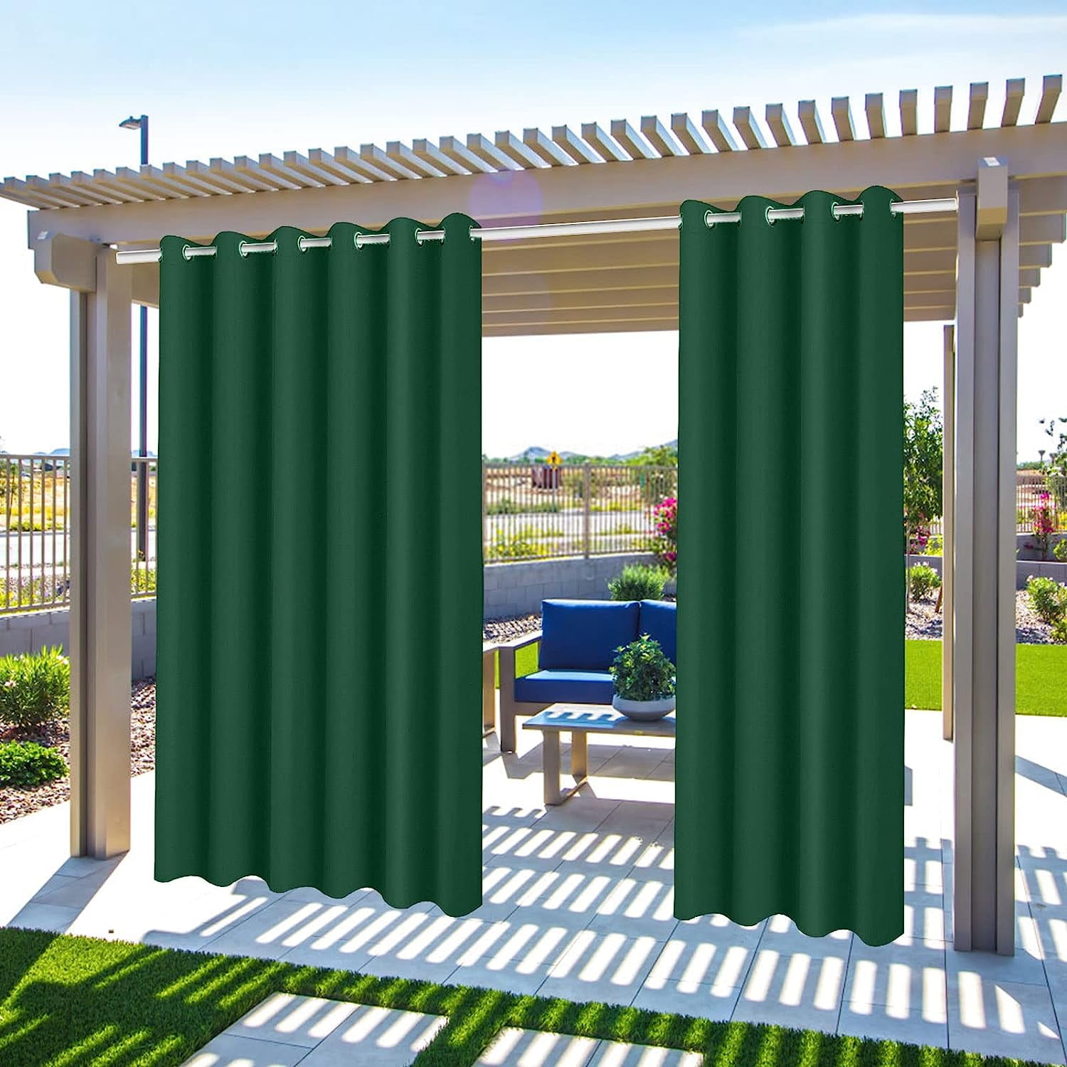 SHANNA Gazebo Patio Outdoor Curtains, Waterproof Garden Blackout ...