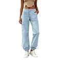 Cagogo Women Plus Size Cargo Pants Elastic Waist Flowy Casual ...