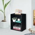 Gymax Wooden 2 Tier Open Shelf Bedside Table for Bedroom - Black ...