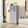 Topbuy Freestanding Wooden Bathroom Storage Cabinet with Double Door ...
