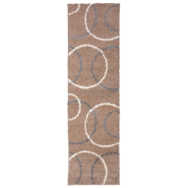 Cozy Shag Modern Circles Runner Rug 2' x 7' Beige - Walmart.com