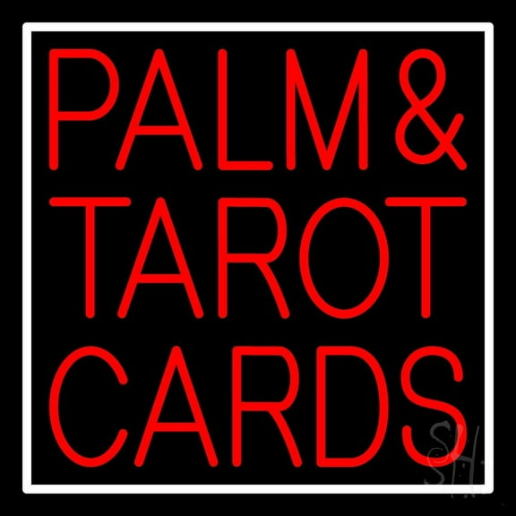 Red Palm And Spiritual Readings White Border LED Neon Sign 20" Tall x ...