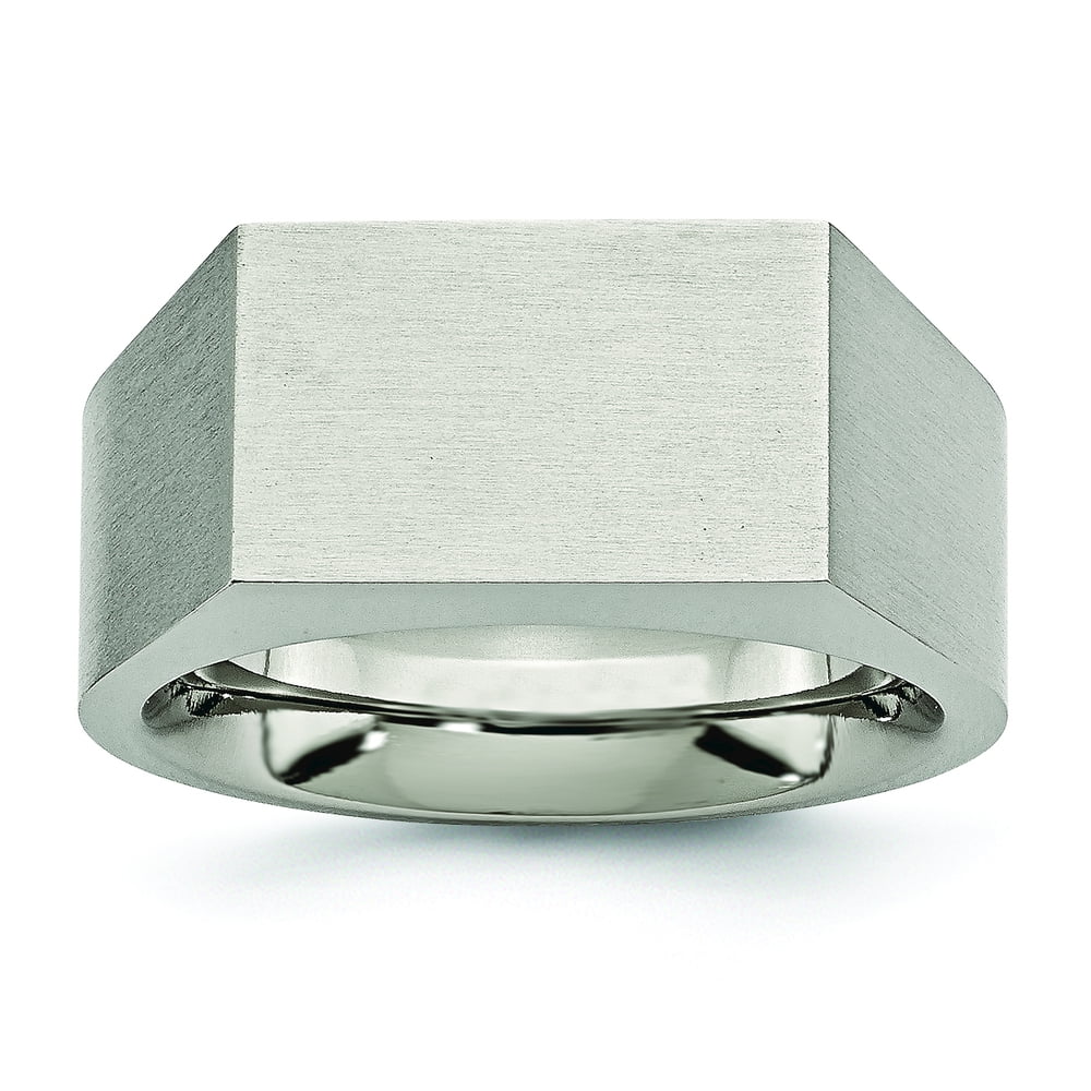 Titanium Polished and Brushed Signet Ring - Walmart.com