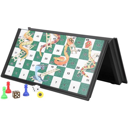 Foldable Chessboard Magnetic Snake Ladder Chess Board Game Set with ...