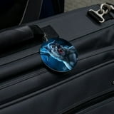 Crazy Scary Werewolf Monster Round Luggage ID Tag Card Suitcase Carry ...