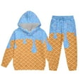 SonxaHe Toddler Girls' Outfit Set Cartoon Ice Pattern Hooded Sweatshirt ...
