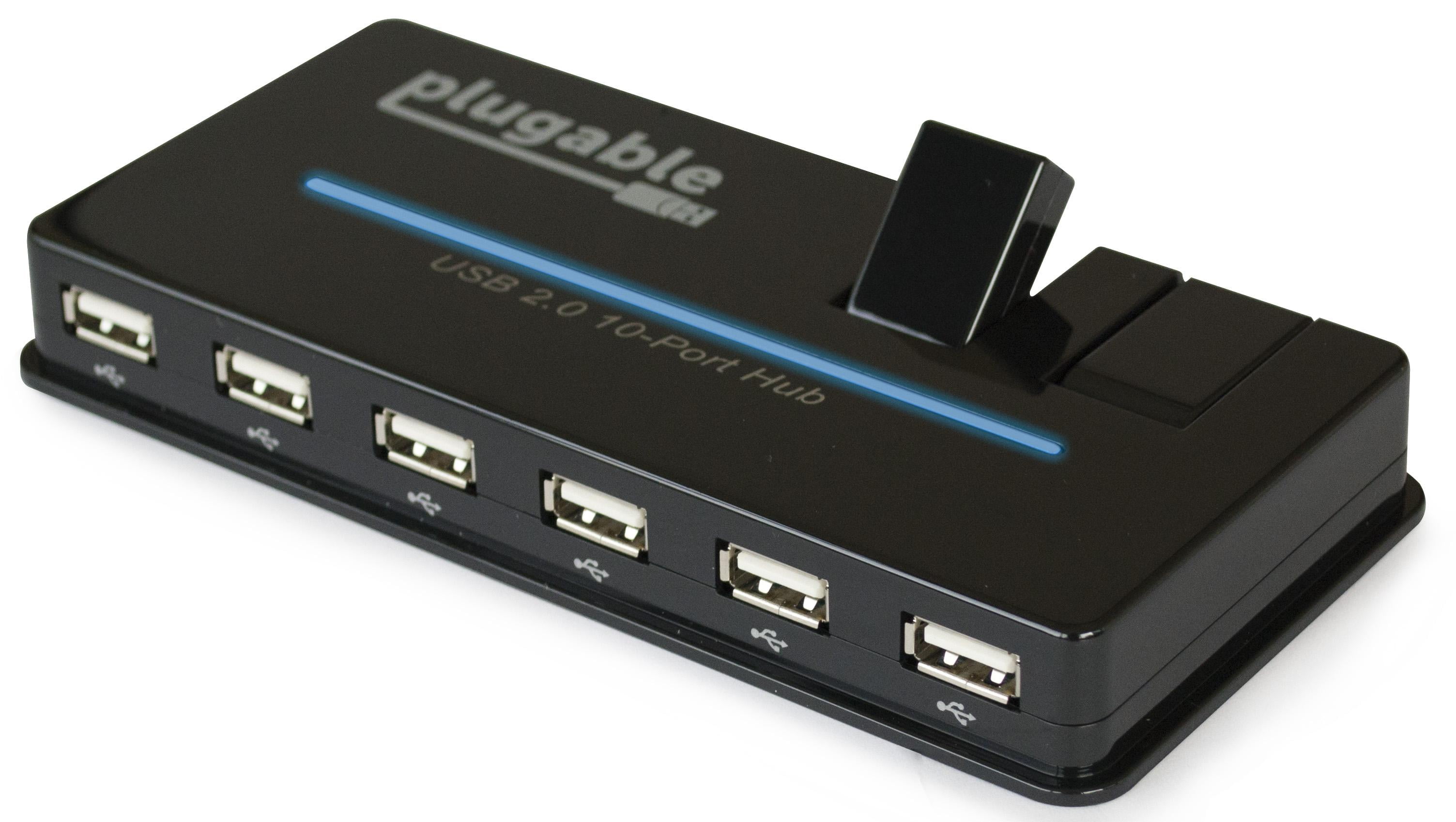 Plugable USB Hub 10 Port USB 2 0 With 20W Power Adapter And Two Flip Plugable USB Hub 10 Port USB 2 0 With 20W Power Adapter And Two Flip