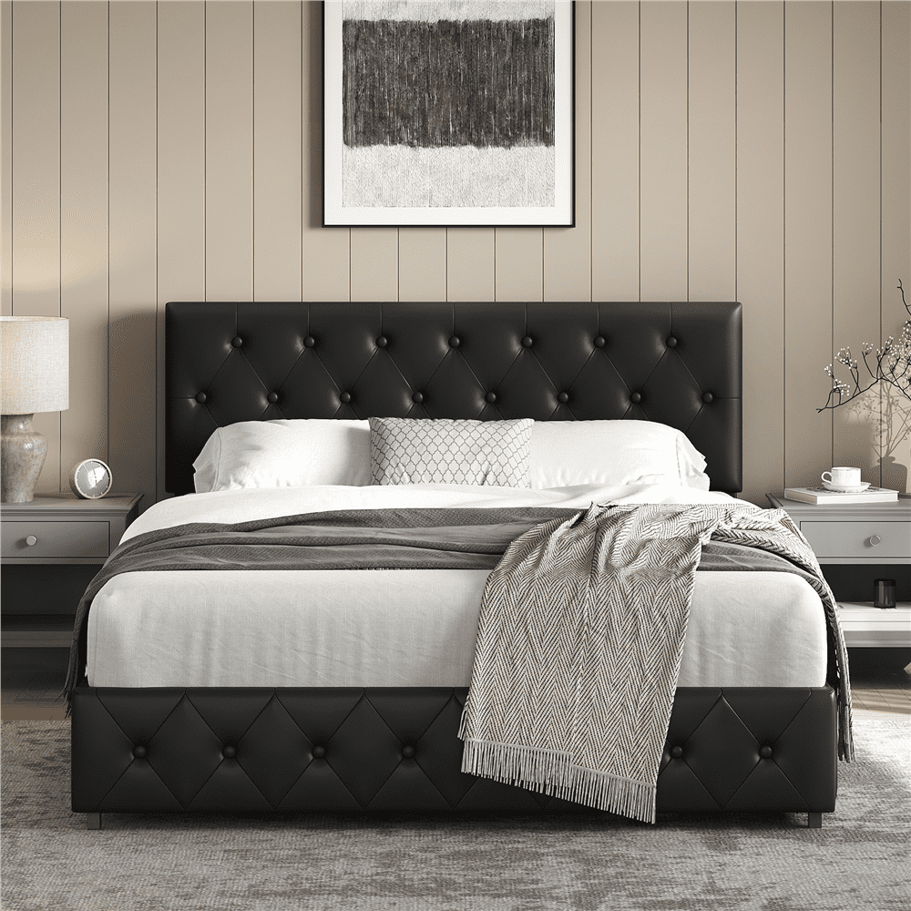 Click here for Fullfurnique Upholstered Platform Bed Frame With A... prices