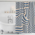 Blue Striped Shower Curtain for Bathroom, Color Blocks Geometric ...