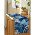 Abstract Gradient Blue Marble Texture Table Runner 60 Inch Long Gold ...
