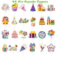 48pcs Happy Birthday Cupcake GGA1 Toppers Colorful Birthday Cupcake ...