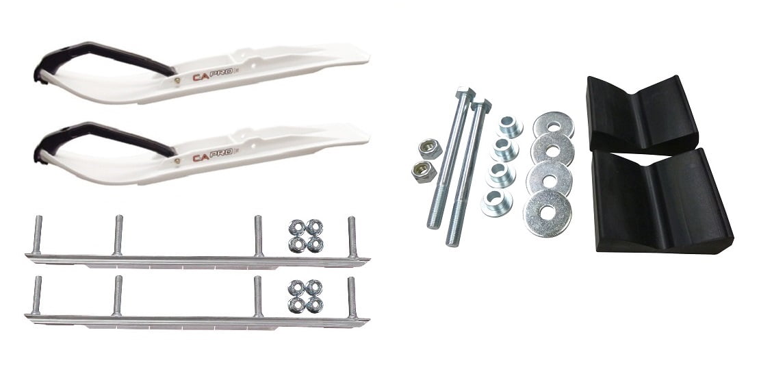 C&A Pro White XT Snowmobile Skis w/ 9" Shaper Bars Complete Kit 2016 ...