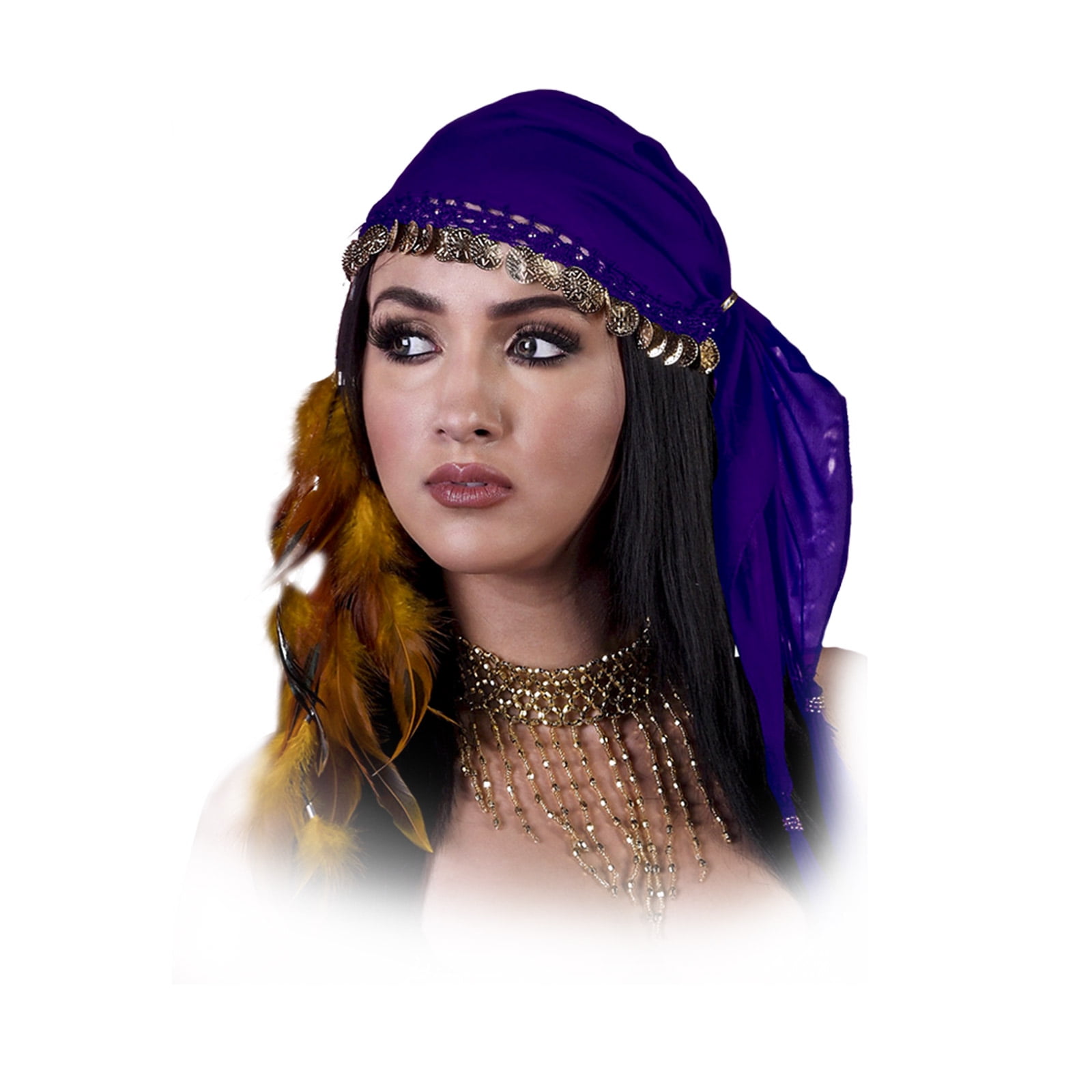Adult Gypsy Belly Dancer Headpiece Purple/Gold - Walmart.com