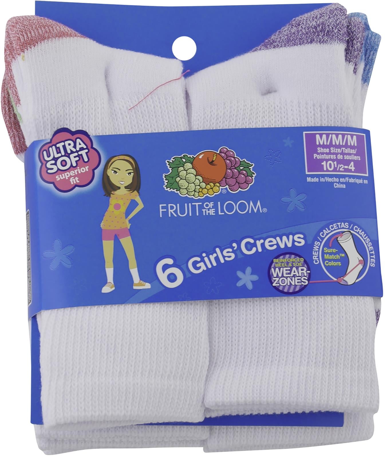 Girl's Crew Socks (6 Pair Pack) - Walmart.com