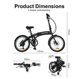 20" Electric Folding Adult Bike 250W 6.6AH Dual Disc Brakes 6 Speeds ...