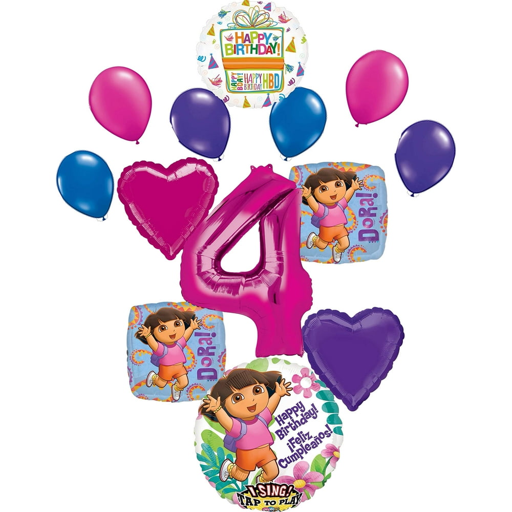 Dora the Explorer Party Supplies 4th Birthday Balloon Bouquet ...