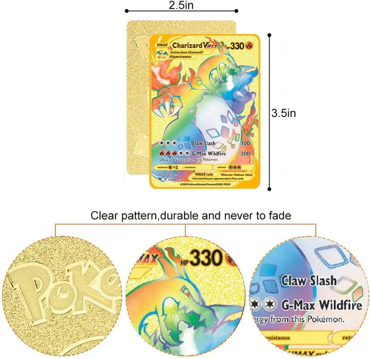 Buy Charizard VMAX Metal Card - 6PCS Ultra Rare Cards Metal Card V Card ...