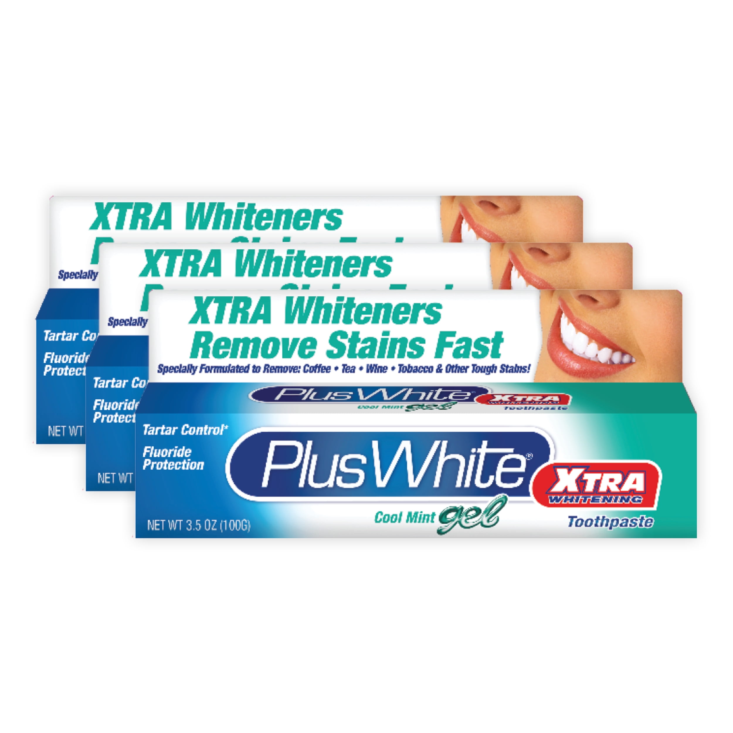 Plus White Xtra Whitening Toothpaste - (Cool Mint Gel, Pack of 3 ...