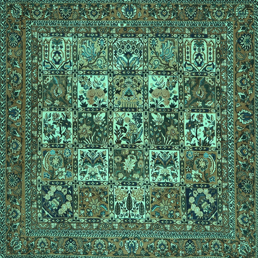 Ahgly Company Indoor Square Persian Turquoise Blue Traditional Area ...