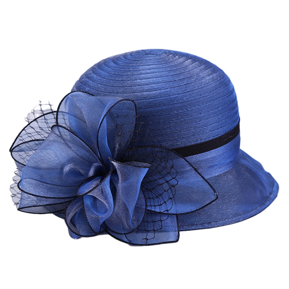 Women Large Flower Tea Party Fascinator Hat Church Cocktail Easter ...