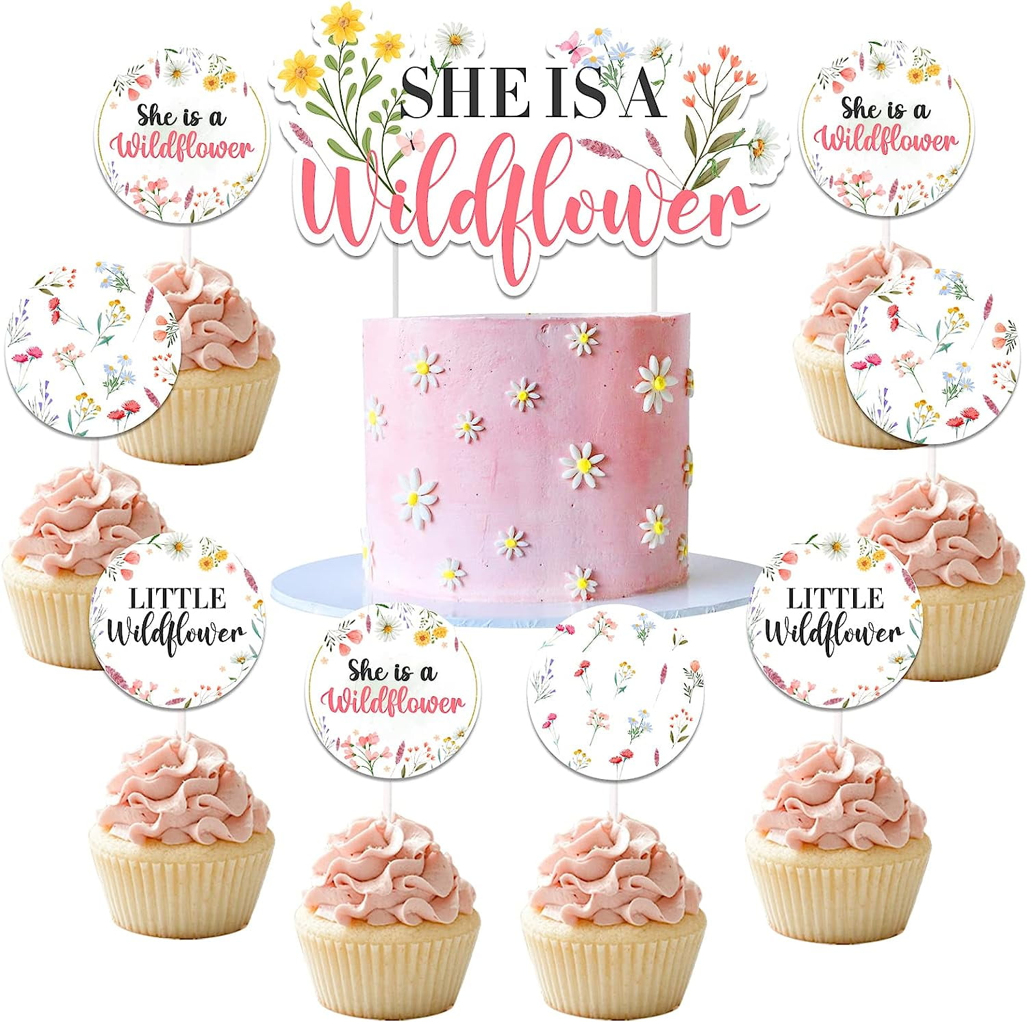 13 Pack She is A Wildflower Cake Topper Cupcake Toppers Set Party ...